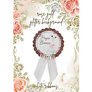 Daddy to Be Pin Baby Shower Pin for dad to wear, Papa Llama White & Rose Gold, It's a Girl, Gender Reveal or Baby Sprinkle