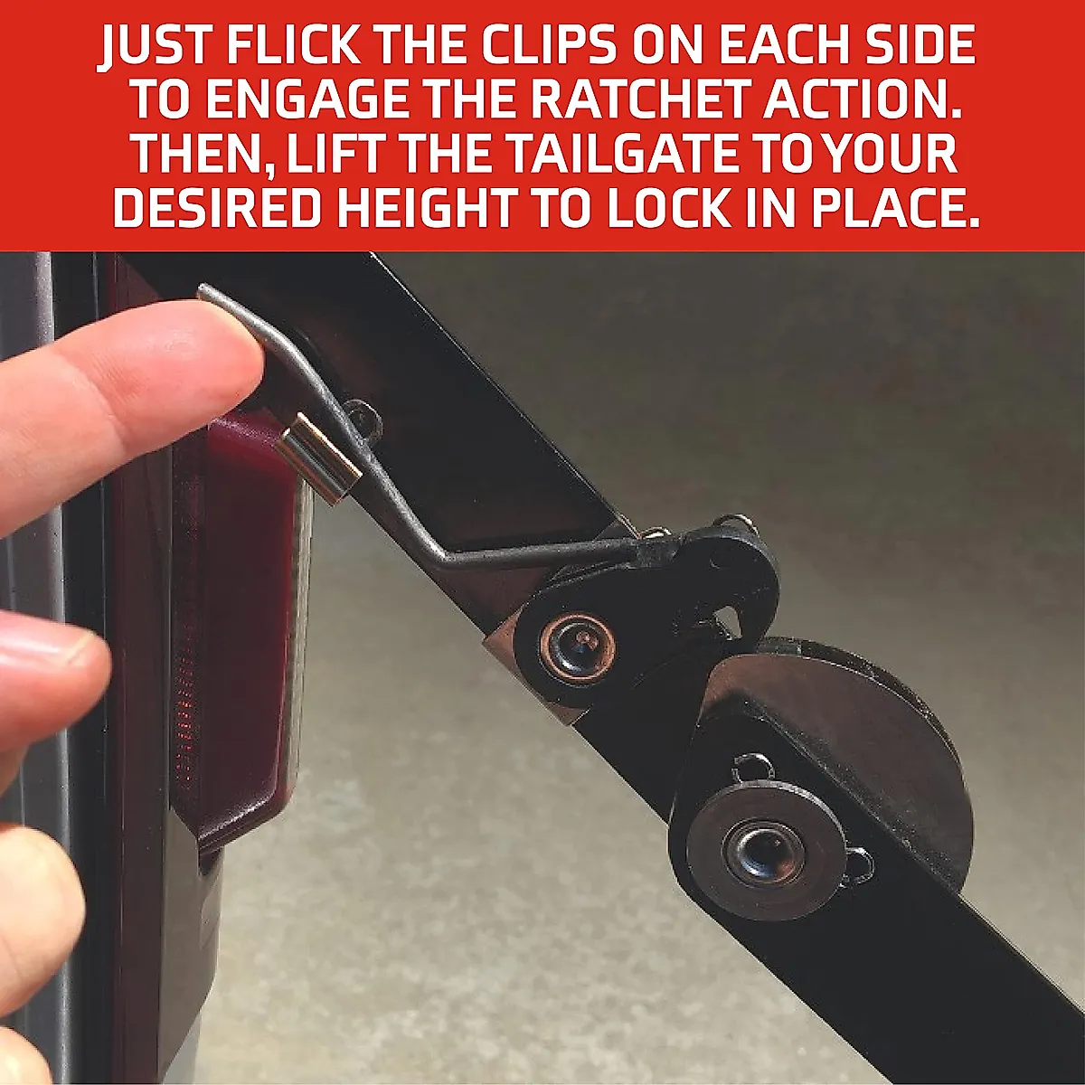 TrendsAuto Gate King Tailgate Adjuster for 2003-2018 Ram 1500 2500 3500 | Replaces Truck Tailgate Cable or Tailgate Assist, Secures Loose Items | Includes Decal | 490318