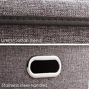 PRANDOM Large Collapsible Storage Bins with Lids [3-Pack] Linen Fabric Foldable Storage Boxes Organizer Containers Baskets Cube with Cover for Home Bedroom Closet Office Nursery (17.7x11.8x11.8)