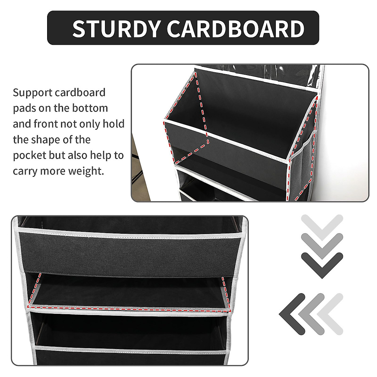 clbutge Over The Door Organizer, 5 Shelf Clear Hanging Storage with 5 Large Pockets 10 Mesh Side and 3 PVC Pockets, Heavy Duty Baby Organization for Pantry, Nursery, Bedroom, Stuffed Toys (Black)