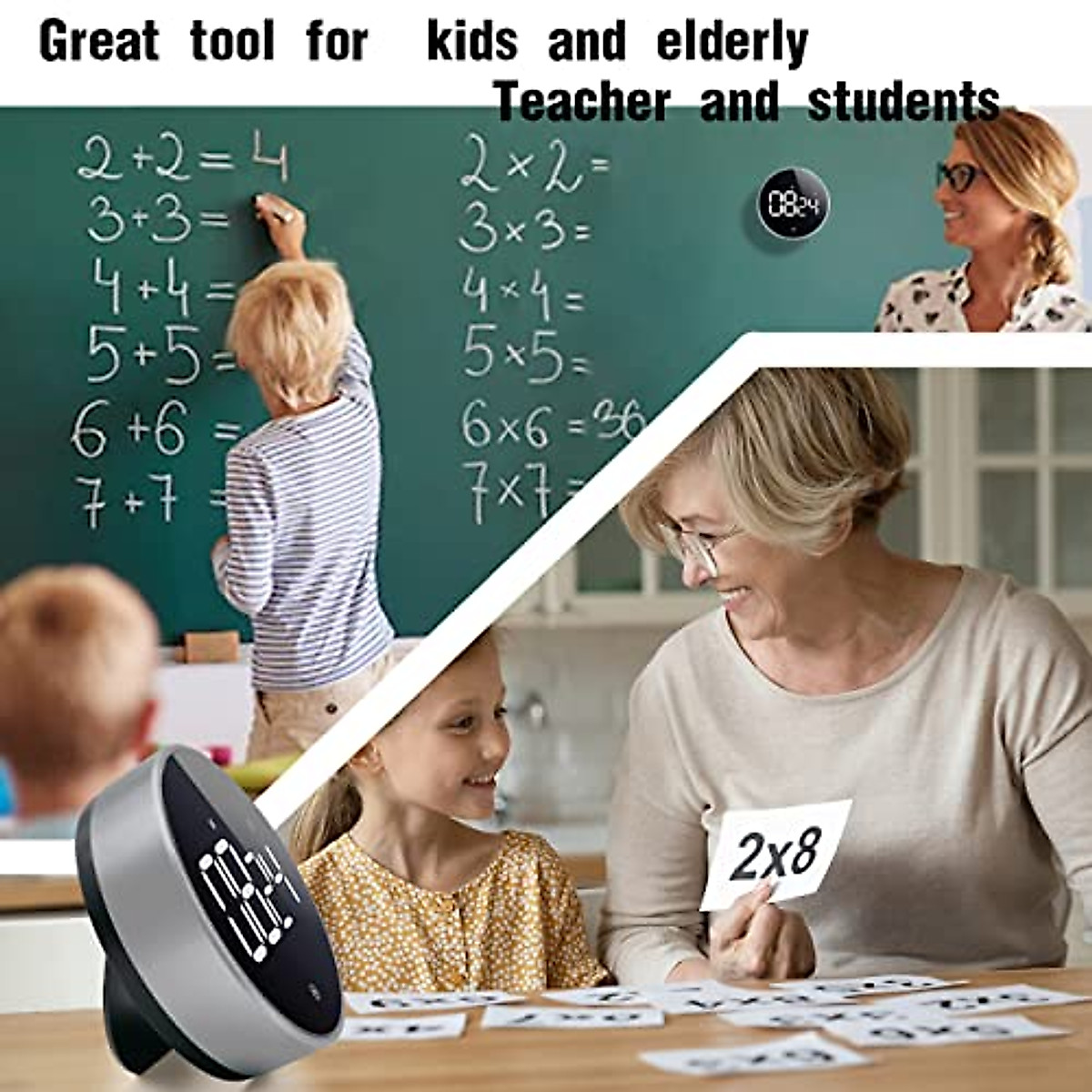 Classroom Timers for Teachers, Large Magnetic LED Countdown Kids Timer with Constant Light Function for classrooms, Quiet for Children and Teachers