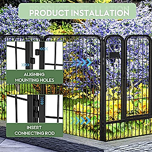 Shikha Decorative Garden Fence Panels 6 Packs 14ft(L) x32in(H) Outdoor Animal Barrier Dog Pet Fencing Rustproof Metal Wire Fence Border for Landscaping Patio Lawn & Garden,Black