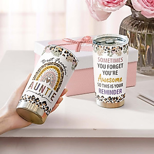 Macorner Aunt Gifts Tumbler - Stainless Steel Tumbler 20oz - Best Auntie Ever Gifts for Women - Birthday Christmas Gift Ideas for Aunt from Niece or Nephew - New Aunt - Aunt Birthday - Aunt To Be