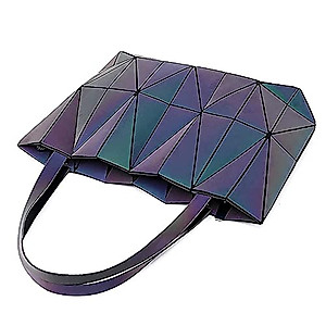 RBATG Large Capacity Tote Bag for Women Fashion Luminous Shoulder Bag Geometric Lattice Women's Handbag (Triangle tote bag C)