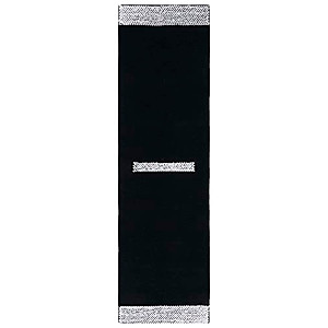 Safavieh Natura Collection 2'3" x 8' Black/Ivory NAT324Z Handmade Flat Weave Modern Contemporary Stripe Wool Runner Rug