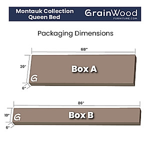 Grain Wood Furniture Montauk Solid Wood Bed, Queen Size, Rustic Off-White