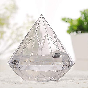Warmtree 12 Pcs Diamond Candy Boxes Plastic Wedding Favor Boxes Clear Jars Candy Storage Boxes Gift Boxes for Wedding Baby Shower Christmas Birthday Party Decorating Ornament Container (Diamond)