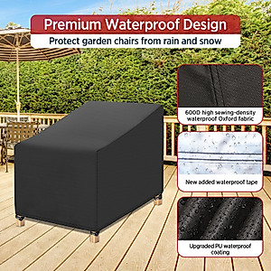 Patio Chair Covers for Outdoor Furniture Waterproof 2 Pack, Lawn Chair Covers Heavy Duty Oxford Cloth, Large Covers for Lounge Lawn Deep Seat Black 38.2"Wx 31"D x 29"H (Black, 35"Wx 38"D x 32"H)