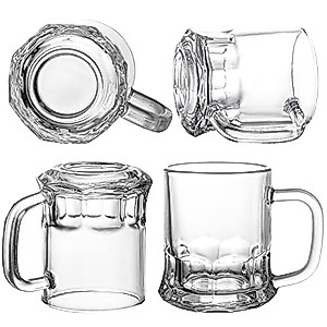TOPZEA Set of 24 Mini Beer Mug, 5oz Mason Beer Mug Glass Beer Steins Tasting Glasses for Freezer, Heavy Base Beer Sampler Shots Glasses, Beverage Drinking Glasses with Handle