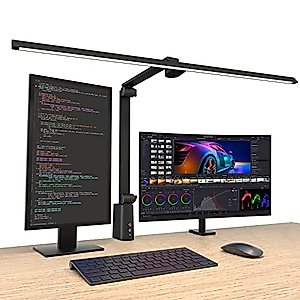 OOWOLF LED Desk Lamp, Architect Desk Lamp 31.5" Wide, Eye-Caring Workbench Office Lighting,4 Color Modes & Stepless Dimming Table Lamp with Memory Function for Home Office/Monitor/Study 18W