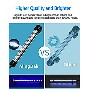 MingDak Fish Aquarium Tank Light - Aquarium Background Light with Timer Auto On/Off,Wireless Remote Control,RGB Colored Changing, Underwater Submersible LED Light,7.5 inch 9 LEDs