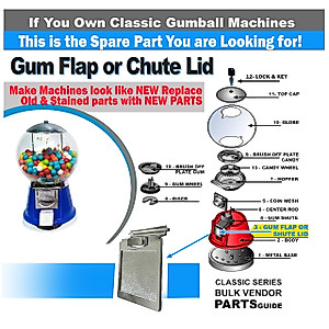 Gumball Machine Chute Lid - Classic Gumball Machine Shute lid or Gum Flap for Gumball and Toy Capsules Vending Machines. 3pc Pack - Replacement Part