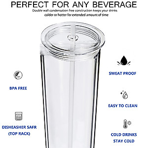 Suertestarry Insulated Tumblers Double Wall Clear Plastic Tumblers 3 Pack 24oz Tumblers with Lids and Straws,Reusable Cups With Straw,Perfect for Parties, Birthdays,Gifts (Transparent 3 Packs)