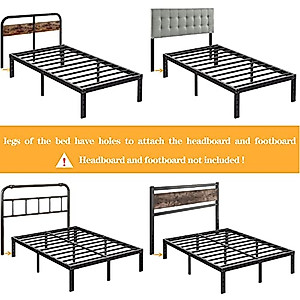 COMASACH Twin Size Bed Frame 14" High Heavy Duty Platform Bed Frame,Sturdy Steel Frame,Support up to 3500lbs,No Box Spring Needed,Noise-Free,Easy Assembly