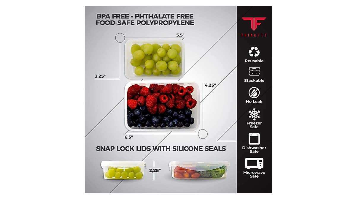 ThinkFit Insulated Meal Prep Lunch Box - Keep Food Fresh & Hot