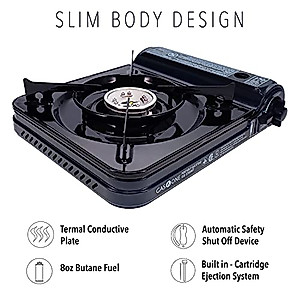 GAS ONE NEW 10,000 BTU CSA List Portable Butane Gas Stove with Carrying Case CSA Listed- Midnight