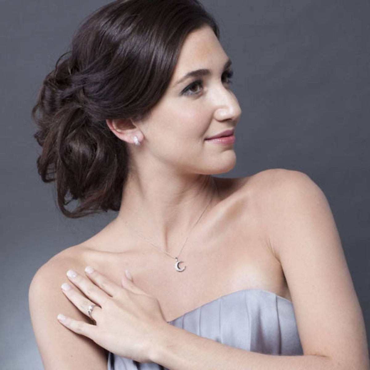 BERRICLE Sterling Silver Cubic Zirconia CZ Small Fashion Hoop Huggie Earrings for Women, Rhodium Plated 0.5"