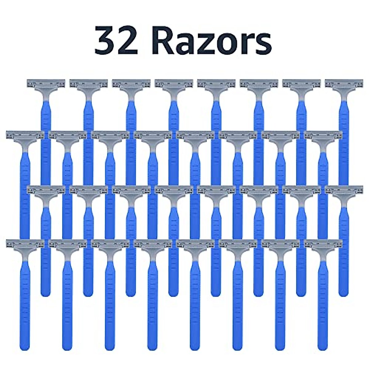 Amazon Basics Twin Blade Pivoting Disposable Razors with Rubber Grip, 32 Count, 1-Pack (Previously Solimo)