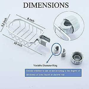 Faucet Shower Rod Assembled Kitchen Washing Sponge Holder Faucet Caddy Shower Soap Basket,Bright Silver Color