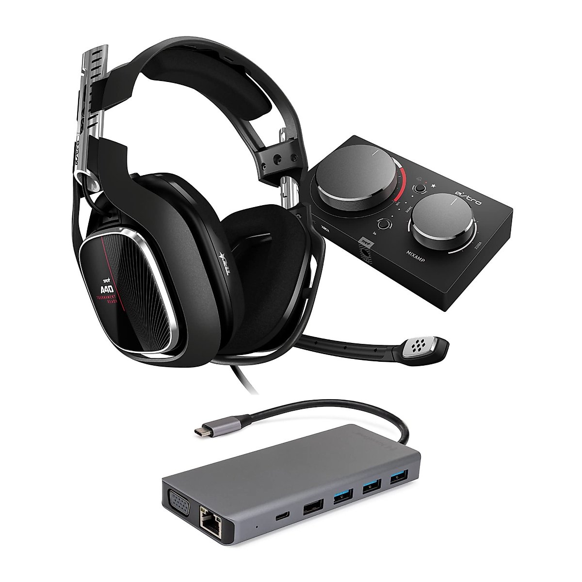 Astro Gaming A40 TR Headset and MixAmp Pro TR for Xbox One and PC (Refreshed Version) with USB-C Hub Bundle (2 Items)