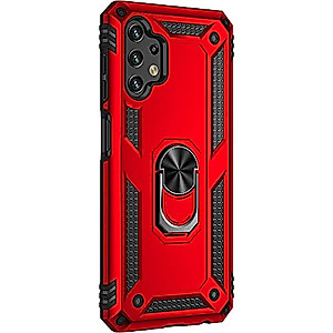 SaharaCase Military Kickstand Series Case Cover for Samsung Galaxy A13 LTE (2022) - Holder/Kickstand/Belt Clip - Rugged Protection Anti-Slip Grip Slim Fit (Red)