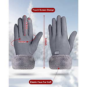 Janmercy 4 Pairs Thermal Winter Gloves for Women Cold Weather Touchscreen Soft Lining Suede Gloves for Ladies Sports Driving(Pink, Camel, Gray, Black)