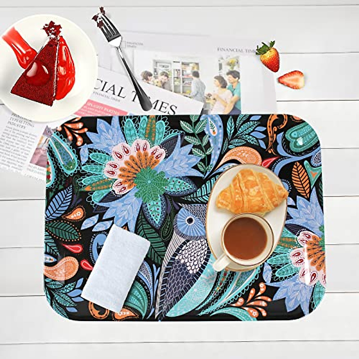 2Pcs Serving Trays: Serving Platters for Breakfast, Lunch, Dinner, Appetizers, Coffee Table, BBQ and Party, Outdoor and Indoor Use,17" and 14"(Colourful,2 Pack)