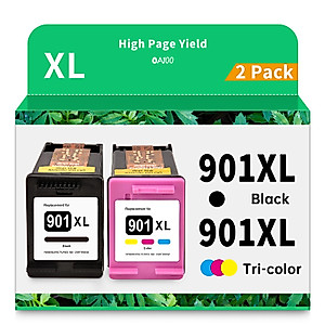 OA100 Remanufactured Ink Cartridges Replacement for HP 901XL 901 XL for OfficeJet J4680 J4580 J4680c J4550 J4524 J4540 J4500 J4660 J4640 4500 G510n G510g (Black Tri-Color, 2-Pack)
