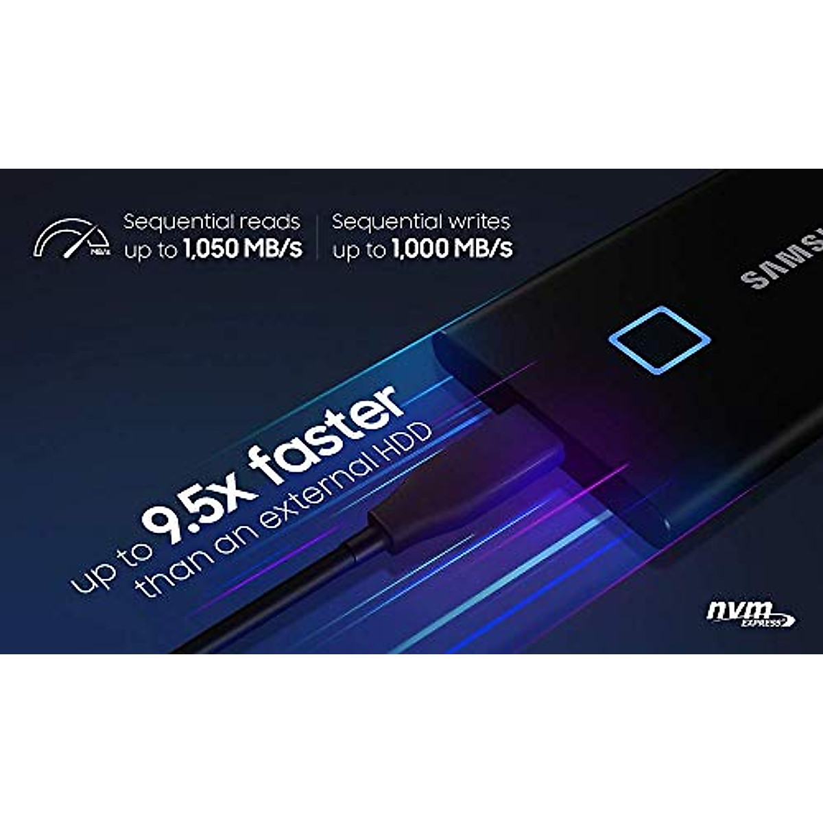 SAMSUNG SSD T7 Portable External Solid State Drive 1TB, Up to USB 3.2 Gen2 , Reliable Storage for Gaming, Students, Professionals, (MU-PC1T0T/AM), Black