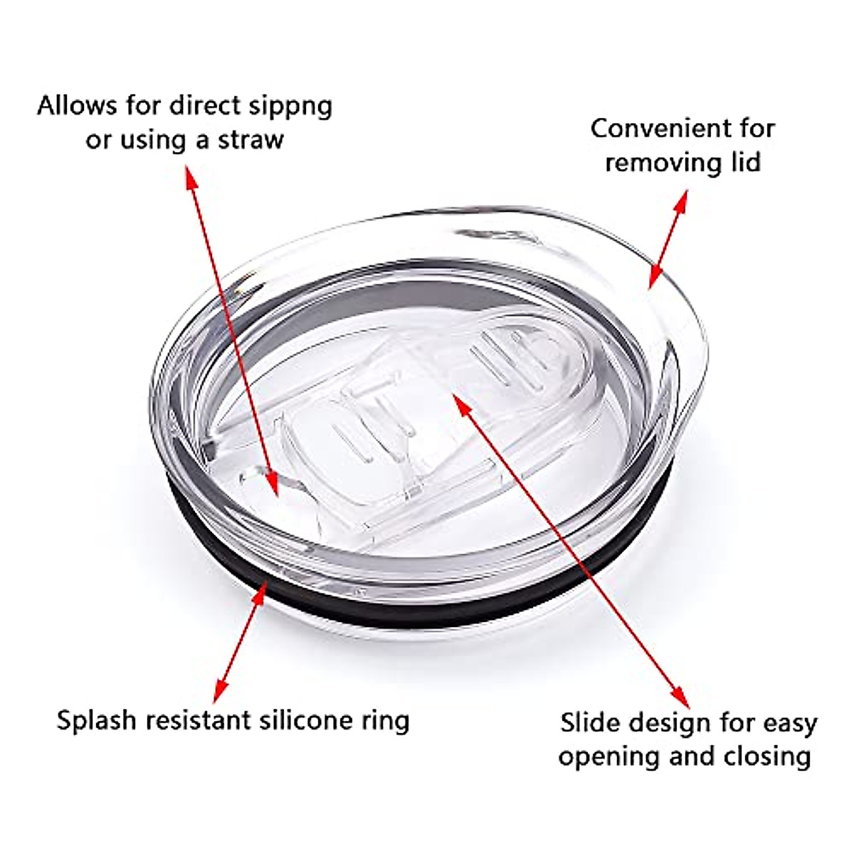 20oz Skinny Tumbler Replacement Lids 3 Pack,2.75in Cup Mouth Compatible with YETI Rambler and More Tumbler Cups，Spill Proof Splash Resistant Silicone Sliding Covers.