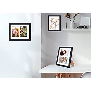 Golden State Art, 4x6 Double Picture Frame in Black - 8x10 Collage Frame, Solid Wood with Tempered Glass - Horizontal and Vertical Formats for Wall and Tabletop, 1 Pack