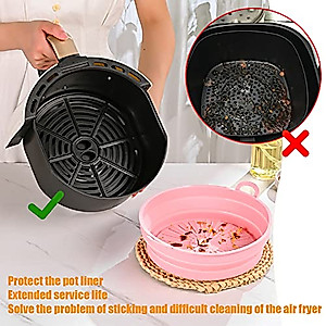 Silicone Air Fryer Liner 7.5 Inch Compatible with Cosori Ninja Tower, 2 Pack Collapsible Round Air Fryer Tray Silicone Pot for Air Fryer Oven and Microwave, Silicone Air Fryer Accessories