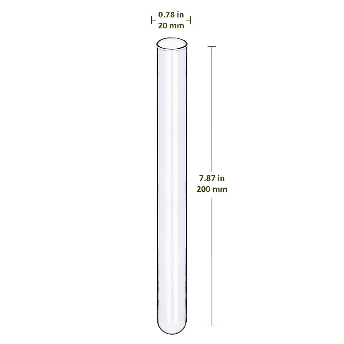 FunChem Glass Test Tubes, Pack of 20 Sturdy Round Bottom Clear Test Lab Tubes