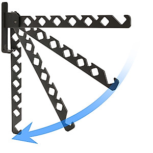 Coloch 2 Pack Wall Mounted Clothing Drying Rack, Metal Coat Drying Hanger Foldable Clothes Organizer Heavy Duty Laundry Hanger Rack for Closet, Bedroom, Indoor&Outdoor Use, Matte Black