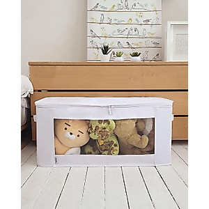 holay X-Large Storage Bins, PVC Boxes Transparent Lid Handles, Durable & Foldable, Toy Blocks Organizer for Kids Boys Girls Toddlers Playroom, 24''x12''x12'', 54L