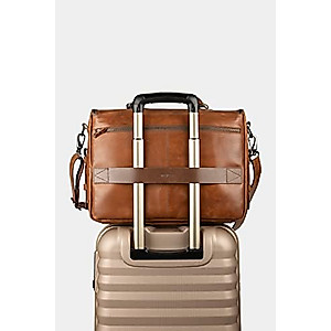 VELEZ Tan Full Grain Leather Messenger Bag for Men - 15 inch Laptop Briefcase - Mens Vintage Shoulder Satchel Business Crossbody Travel Work Computer Bags