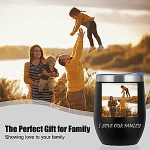 Personalized Custom Wine Tumbler - 12oz Stainless Steel Customized Coffee Mug with Lid & Straw, Double Walled Insulated Cup with Text Picture Name Logo for Hot Cold Drinks Women Men Family (Blue)
