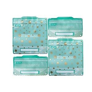 Russbe Metallic Polka Dot Reusable Snack & Sandwich Bags (Set of 4), Turquoise