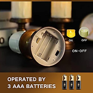 Candles Battery Operated Flickering Flameless Candles Realistic,Led Decor LED Candles,Candles Battery Operated Candles Electric Fake Candles,Set of 3,D: 3" x H: 6" 7" 8"