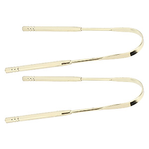 2Pcs Stainless Steel Tongue Scrape, U Shape Tongue Cleaner Oral Tongue Scraper for Oral Care Fights Bad Breath for Adults and Kids(gold)