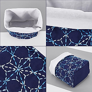 FREEBLOSS 4 Set DIY Sashiko Kit Mini Storage Basket Dark Blue Storage Basket Bins Baskets for Organizing Crafts for Adults Home Handcraft