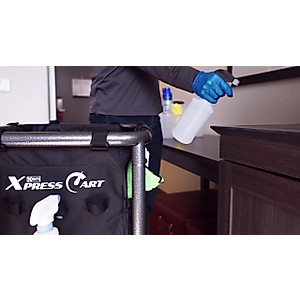 Housekeeping and Janitorial Cart with Rolling Wheels, Black Bag, Compact Steel Frame, Hammertone Finish