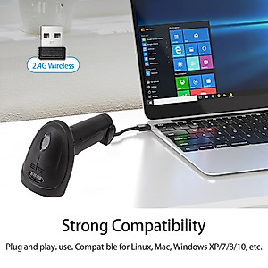 Barcode Scanner, Bluetooth Barcode Scanner Qr Code Scanner with USB Interface Design for Supermarket Cash Register Mobile Payment Warehouse Inventory (USB&2.4G Connect)