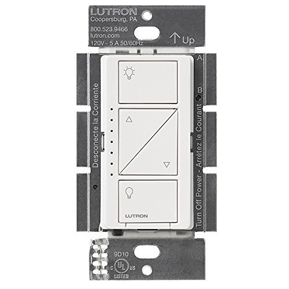 Lutron PD-10NXD-WH Caseta Pro In Wall Dimmer 250W LED With Screw Less Wall Plate (White)