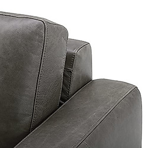 Amazon Brand – Rivet Modern Leather Living Room Accent Chair with Wood Base, 38.6"W, Gray