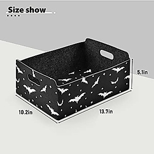 CaTaKu Bats Foldable Storage Basket Star Black Collapsible Felt Storage Bins with Handle Drawer Organizer Bin Cube Shelf Box for Organizing Closet Clothes Office Books Bedroom