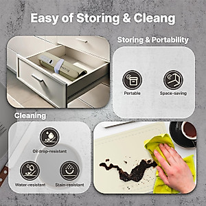 [Latest] Graphene Electric Food Warming Tray - 6 Temperature Settings, High Heat, Latest Model, Portable Silicone Heating Mat. Food Warmer for Parties, Family Gatherings. (Ivory Beige, Large)