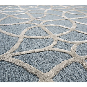Rizzy Home | ME319A | Monroe Collection | Wool/Viscose Area Rug | 8' x 10' | Denim/Gray Trellis