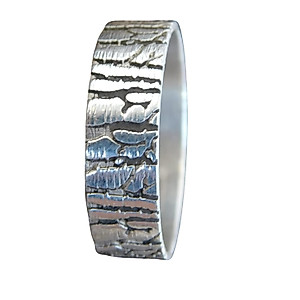 Forest band ring, Wedding Band, Forest Jewelry, 925 Sterling Silver Engraved Ring, Birch Tree Ring, Designs Hammered Tungsten, Gift, silver band ring (13)