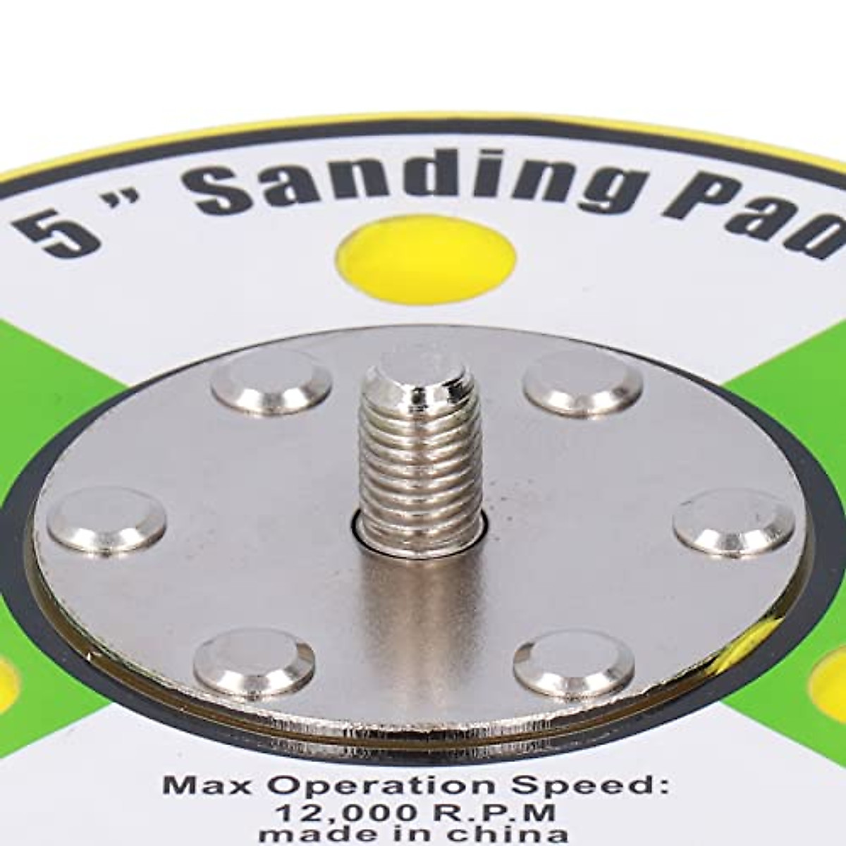 Eujgoov 5in Sanding Pad, 12000RPM 5/16”Arbor with 24 Thread Mounts Hook and Loop PU Backing Plate for Drill Polishing Pad